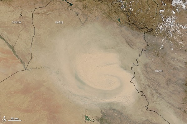 Modis Captures Image Of Swirling Dust Storm Terra